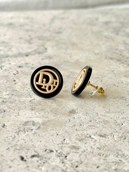 DR Black & Gold Button Earrings – Cimber Designs