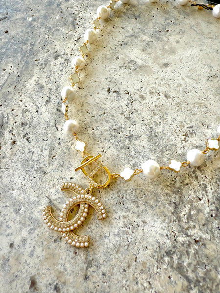 CC Pearl Clover & CZ Toggle Necklace – Cimber Designs